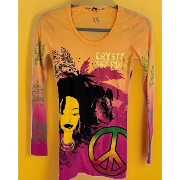 Christian Audigier | Tops | Christian Audigier Crystal Rock Shirt Women ...